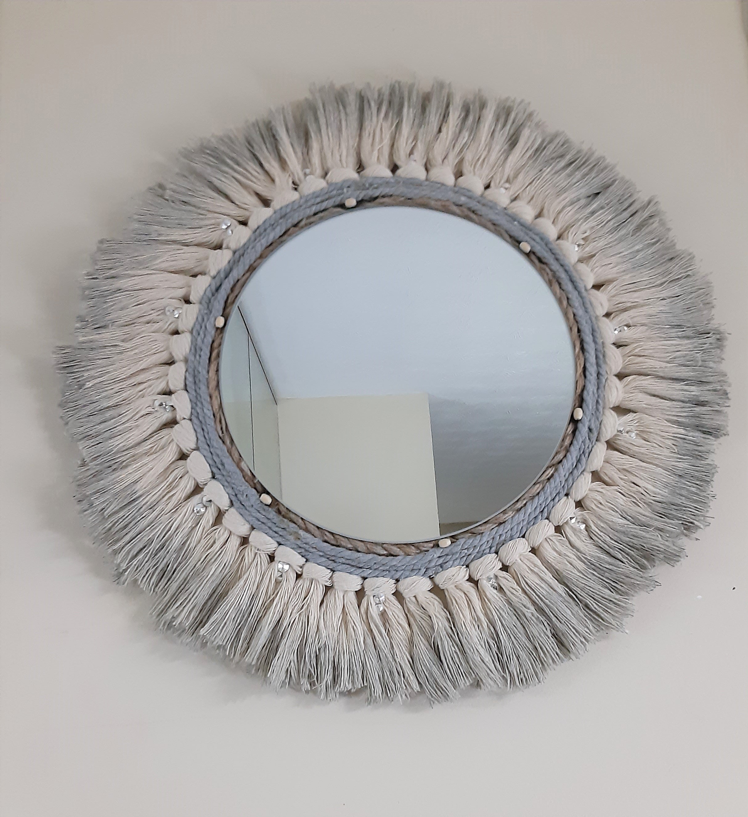 Boho Gray Mirror– Decor Greetings